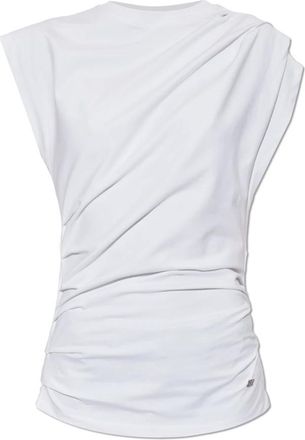 Ganni Femme, Tops, Blanc, Taille: 42 FR Top en jersey drap&eacute;