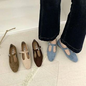 Generic JCVBN Chaussures plates Mary Janes &agrave; bride en T pour femme - Style d&eacute;contract&eacute; - Bout rond - Chaussures plates lolita, Marron 2, 37.5 EU