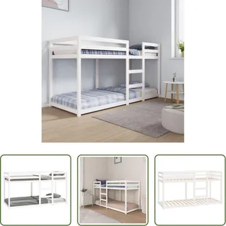 vidaXL Hochbett Kiefer - Etagenbett Wei&szlig; 80x200 cm Massivholz Kiefer