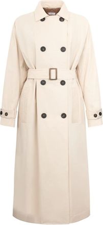 PESERICO Femme, Manteaux, Beige, Taille: 38 FR Long Trench Coat avec Cha&icirc;ne Monil