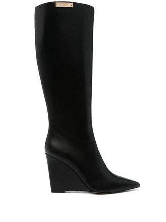 Twin-Set Stiefel mit Logo-Schild 100mm - Schwarz