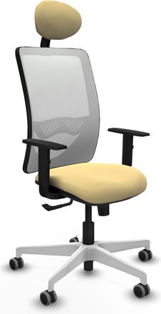 Piqueras y Crespo Computerstuhl Zulema mit 1D-Armlehnen, h&ouml;henverstellbarer Lendenwirbelst&uuml;tze und festem Kopfteil, ausgestattet mit 3 Positionen und Schneidschaum, Wei