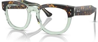 Ray-Ban Mega Hawkeye Optics Havana Auf Gr&uuml;n Transparent Fassung Klar Glas Polarisiert 50-21