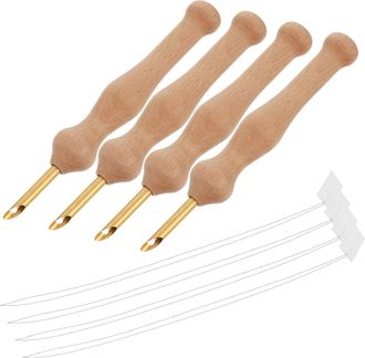 Aboofan 4s&auml;tze Sticknadeln f&uuml;r Teppichherstellung mit Holzgriff N&auml;hzubeh&ouml;r f&uuml;r Kreuzstich und DIY-Stickereien Sticknadelset zum N&auml;hen