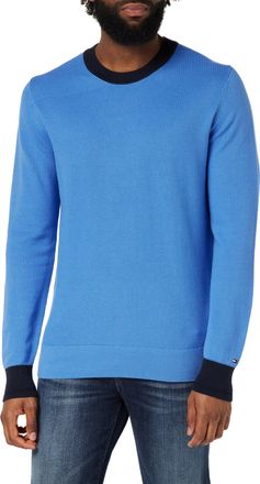 Tommy Hilfiger Herren Pullover Chain Ridge Structure C Neck Baumwolle, Blau (Blue Spell/ Desert Sky), XL
