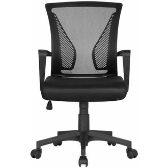 Yaheetech Yaheetech - Chaise de bureau ergonomique en maille - Dossier mi-haut respirant - Assise &eacute;largie 52,5x51cm - Hauteur r&eacute;glable 35-45cm - Capacit&eacute; 136kg