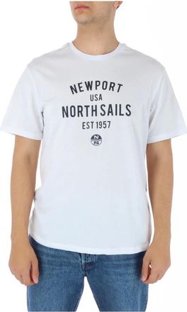 North Sails Homme, Tops, Blanc, Taille: L T-shirt Bleu Manches Courtes Col Rond
