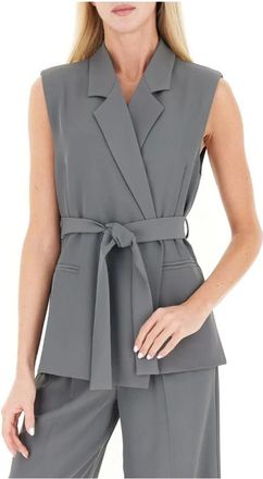 Vicolo Femme, Tops, Gris, Taille: 40 FR Smanicato Cintura Monopetto Collo Revers
