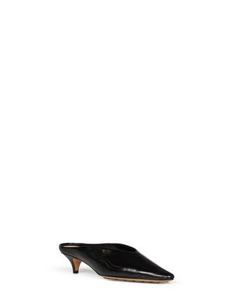Bottega Veneta Womens Mule Pumps Vesta Black Shiny Leather Calf Mules Sandal