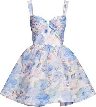 Zimmermann Robe cintr&eacute;e fleurie en lin et soie