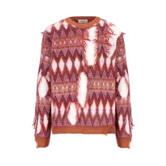 Laneus Roter Geometrischer Crew Neck Pullover - - Knitwear - Herren - Rot - L