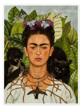 Posterlounge Selbstportr&auml;t mit Dornkette und Kolibri, 1940 Poster von Frida Kahlo 30 x 40 cm Wandbilder Wanddeko