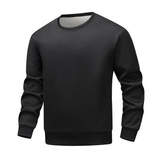 Generic Chandail en molleton &agrave; manches longues et col rond pour homme avec doublure Sherpa pour lautomne et lhiver, Noir, XXL