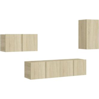 vidaXL 4-tlg. TV-Schrank-Set Sonoma-Eiche Holzwerkstoff Vidaxl