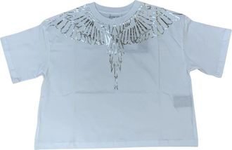Marcelo Burlon Crop Silver Wings T-Shirt - - Tops - Damen - Wei&szlig; - M
