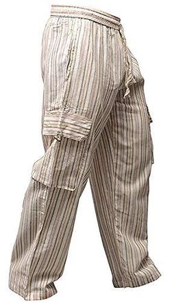 Shopoholic Fashion Unisexe Rayures Multicolores Wideleg Sidepocket Hippie Pantalon - L. Gris, 3XL