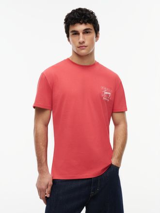 Tommy Jeans T-Shirt TOMMY JEANS TJM REGULAR SIGNATURE FLAG, Herren, Gr. 4XL, rot (anthem rot), Single Jersey, Obermaterial: 100% Baumwolle, regular fit normal, Ru