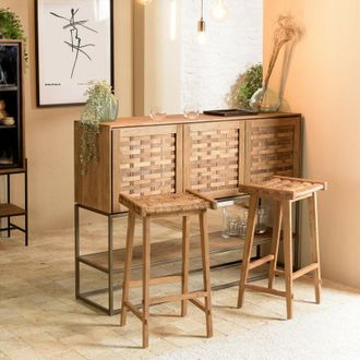 Macabane Macabane - sixtine - Tabouret haut assise en tissage naturel