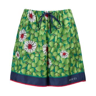 Gucci Gr&uuml;ne Blumen Seiden Shorts - - Shorts - Damen - Mehrfarbig - S