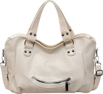 Generic Grand sac &agrave; main r&eacute;tro de moto sous les bras - Couleur unie - Poign&eacute;e sup&eacute;rieure - Pour femme - Utilisation quotidienne - Occasion sp&eacute;ciale, blanc, 15