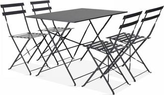 Oviala Oviala - Bistrogartentisch und 4 Klappstühle, Rome Grau