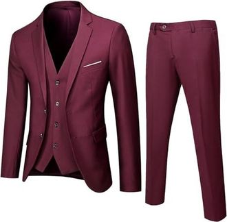 Generic Costume 3 pièces pour homme, coupe ajustée, blazer à deux boutons, veste, gilet, pantalon pour fête de mariage, affaires, RD2., M