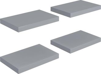 Generic Schwebendes Wandregal, 4 St&uuml;ck, MDF, Hochglanz-Wei&szlig;, Schwebendes Regal, 23/40/50/60/80/90/120 cm, Wandregal f&uuml;r Wohnzimmer/Arbeitszimmer/Bad/K&uuml;che (40