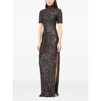 Rotate Sequin-embellished Side-slit Dress