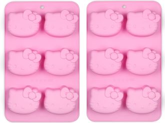 Handstand Kitchen Hello Kitty Cupcake-Formen-Set zum 50. Hochzeitstag, Silikon, mit klassischer Schleife, Pink