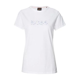 HUGO BOSS Femme, Tops, Blanc, Taille: 36 FR T-Shirt &agrave; Logo Imprim&eacute;