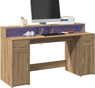 vidaXL Vidaxl - LED-Schreibtisch Artisan-Eiche 160x55x91 Holzwerkstoff