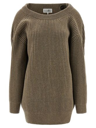 Maison Margiela Ribbed Wool Knit Sweater - Beige