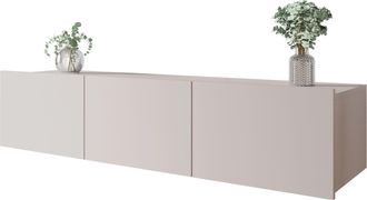 Mirjan24 TV Schrank Calabrini 150 BR04 TV Lowboard mit Grifflose Öffnen, Fernsehschrank Hängeschrank Hochglanz Matt Wohnwand (Cashmere)