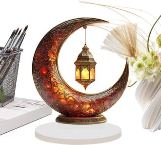 Generic Mondf&ouml;rmiger Feiertags-Tischaufsatz, perfekt f&uuml;r rotierende saisonale Wohngestaltung, 2D-Acryl-arabische Dekorationen f&uuml;r Zuhause, Schreibtisch, B&uuml;che