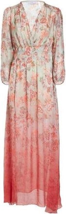 Guess Femme, Robes, Multicolore, Taille: 38 FR Robe florale &agrave; col en V et manches 3/4