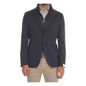 Paoloni Wolljacke mit 3 Kn&ouml;pfen und abnehmbarer Innenschicht - - Jackets - Herren - Blau - 2XL