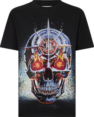 Philipp Plein Round Neck T-Shirt Chrome Skull Stones