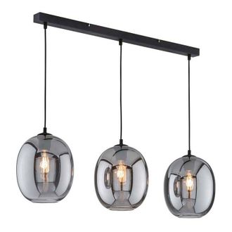 Fischer & Honsel Lampe suspendue lampe de table &agrave; manger 3 flammes lampe de salon en verre fum&eacute;e