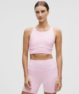 lululemon Brassi&egrave;re Energy Evolve longue &agrave; encolure haute Maintien moyen, bonnets B-D pour Femmes - Rose - Taille 2XS