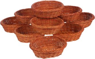 Cabilock 10st&uuml;cke Brotk&ouml;rbchen Geflochten Oval Rattank&ouml;rbe Als Servierbrotk&ouml;rbe F&uuml;r K&uuml;chentheke Kleine Lebensmittelk&ouml;rbe F&uuml;r Brot Und Snacks Handgeflochtene Ob