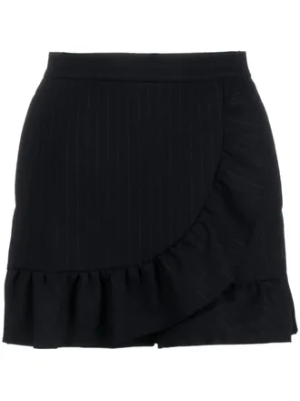 Red Valentino short volant&eacute; &agrave; taille haute - Bleu