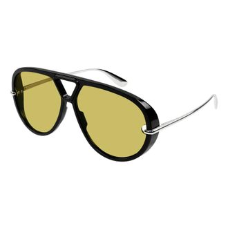 Bottega Veneta unisex, Accessoires, Noir, Taille: 63 MM Unisex Lunettes de soleil Verres jaunes Noir