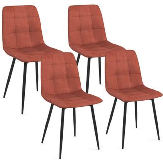 IDMarket Lot de 4 chaises MILA en velours terracotta pour salle &agrave; manger