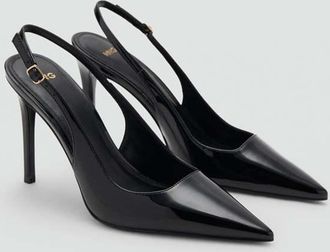 Mango Chaussures &agrave; talon en cuir vernis noir - Femme - 40 - MANGO