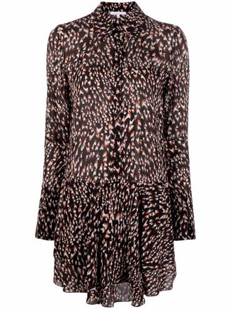 Patrizia Pepe robe-chemise fronc&eacute;e &agrave; imprim&eacute; abstrait - Noir