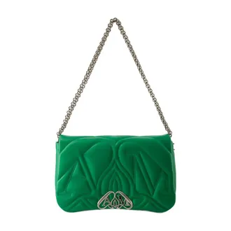Alexander McQueen Womens The Seal Crossbody Bag Leather Green Others Crossbodies