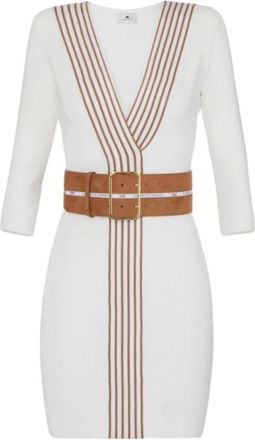Elisabetta Franchi Femme, Robes, Blanc, Taille: 42 FR Am01S61E2.Aq6 Knit Dress