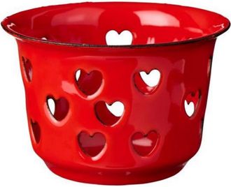 Ib Laursen Kerzenhalter f/Teelicht m/Herzen Emaille H: 5 &Oslash;: 7,5