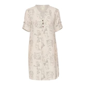 Cream Face Print Caftan Kurzes Kleid - - Dresses - Damen - Beige - XS