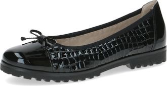 Caprice Caprice Damen Ballerinas aus Leder mit Schleife, Schwarz (Black Croco), 38 EU